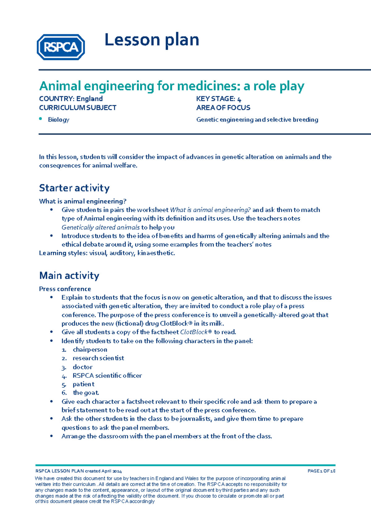 Genetic engineering and selective breeding - Animal engineering for ...