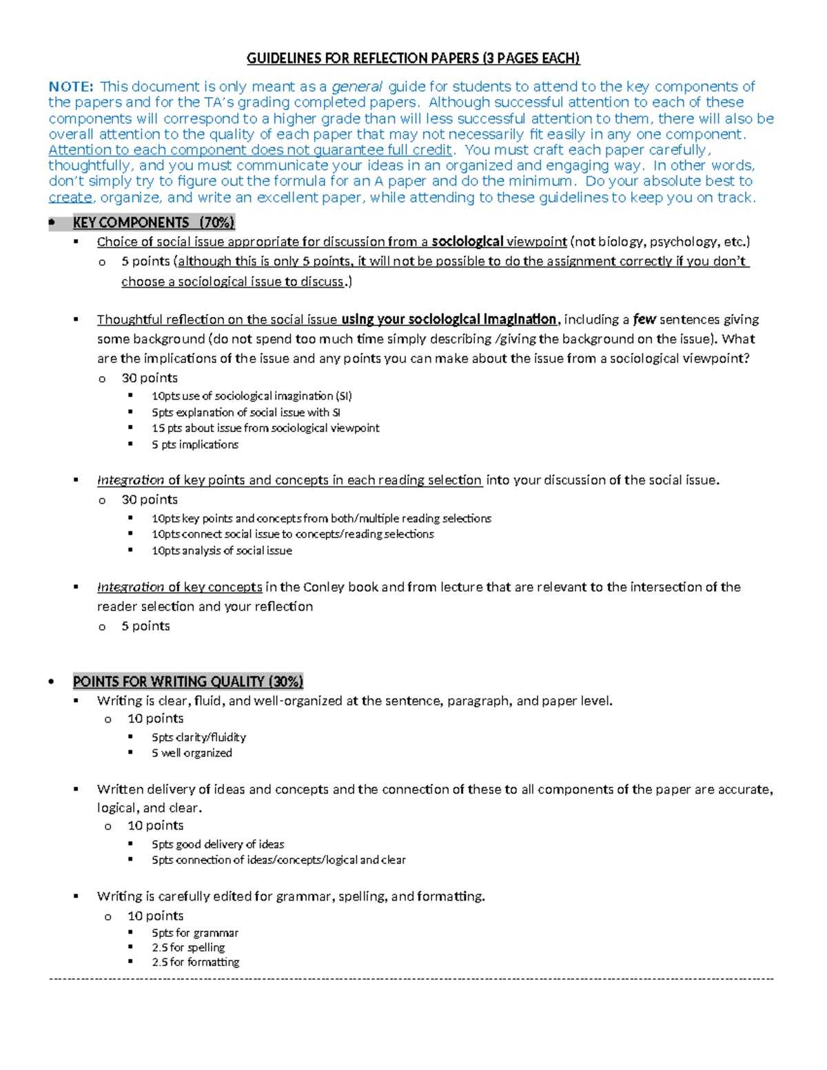 Guidelines for Reflection Papers - GUIDELINES FOR REFLECTION PAPERS (3 ...