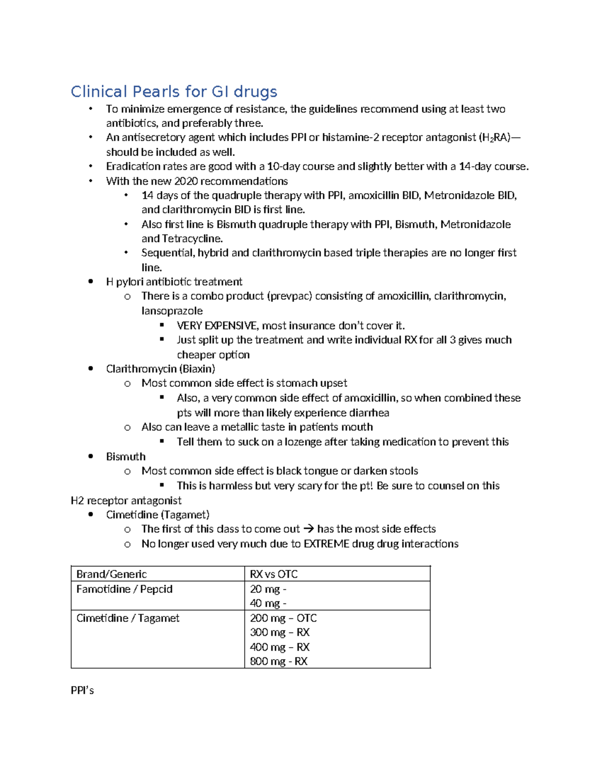 Clinical Pearls for GI drugs fam 1 2021 F - Clinical Pearls for GI ...