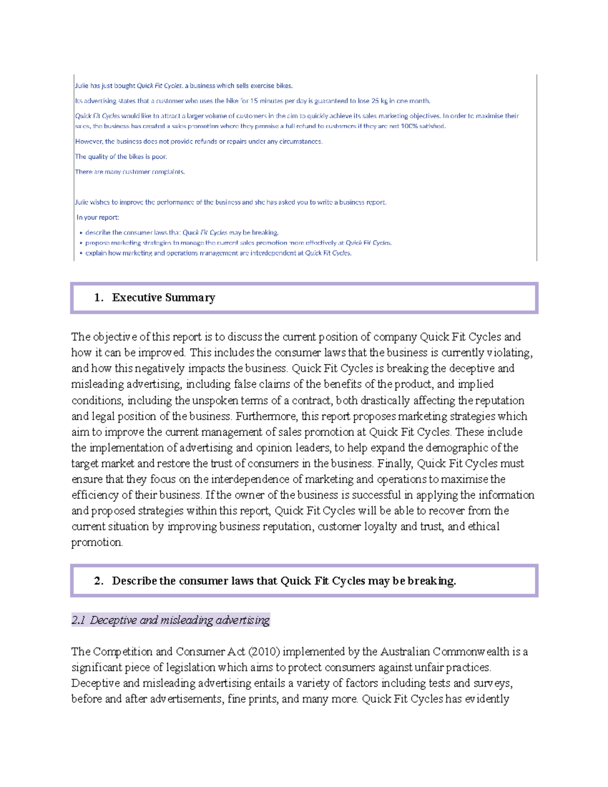 Business studies hsc marketing report - 20 20 - Executive Summary The ...