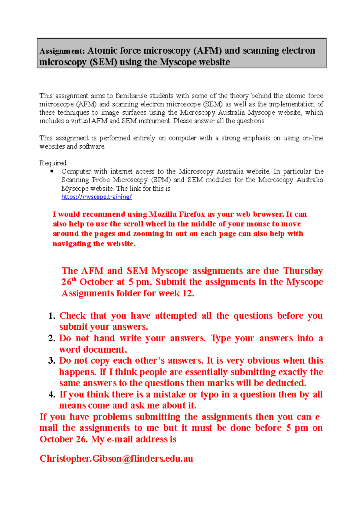 Atomic Force Microscopy and Scanning Electron Microscopy Assignment ...