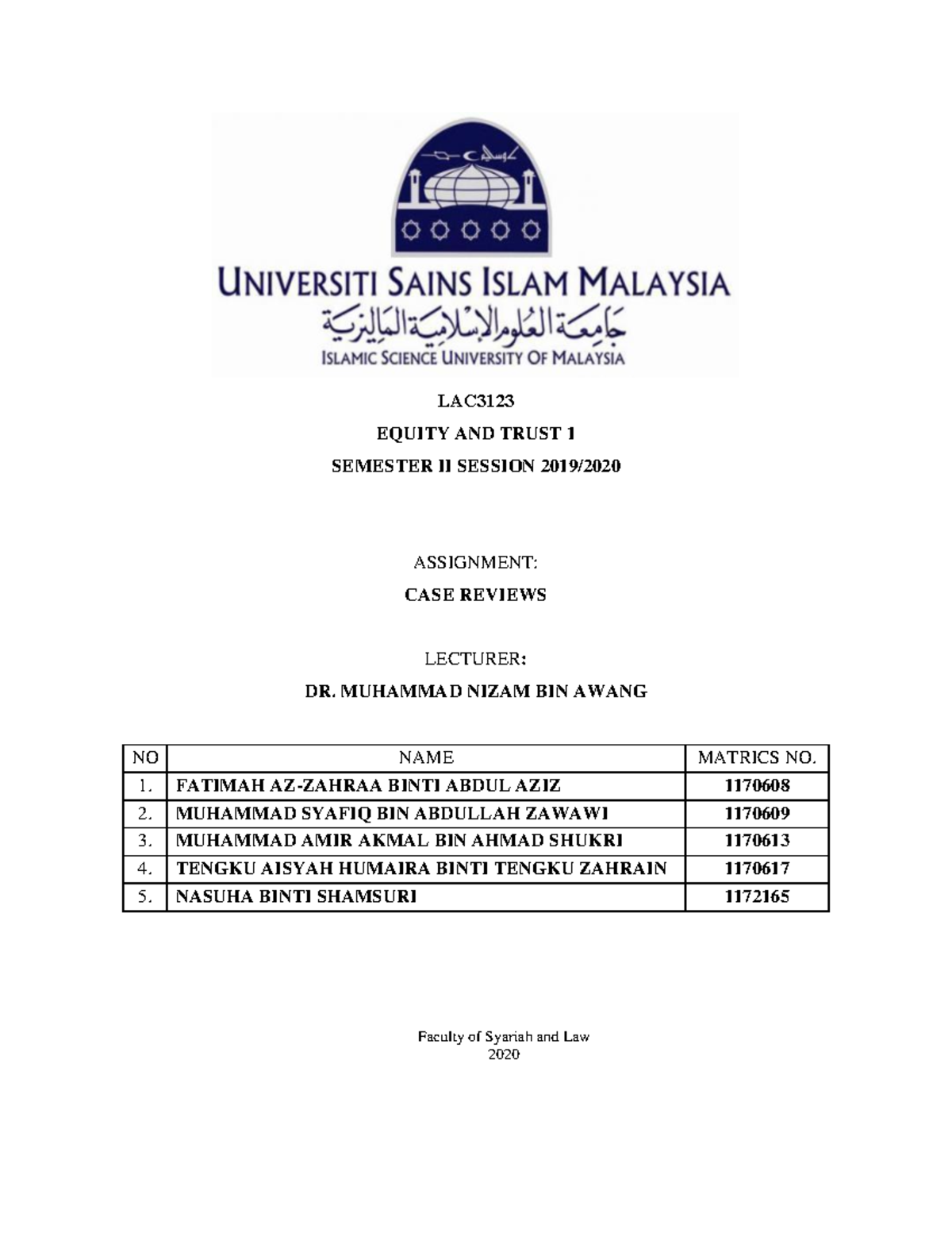 CASE Reviews Equity - Warning: TT: undefined function: 32 LAC EQUITY AND TRUST 1 SEMESTER II ...