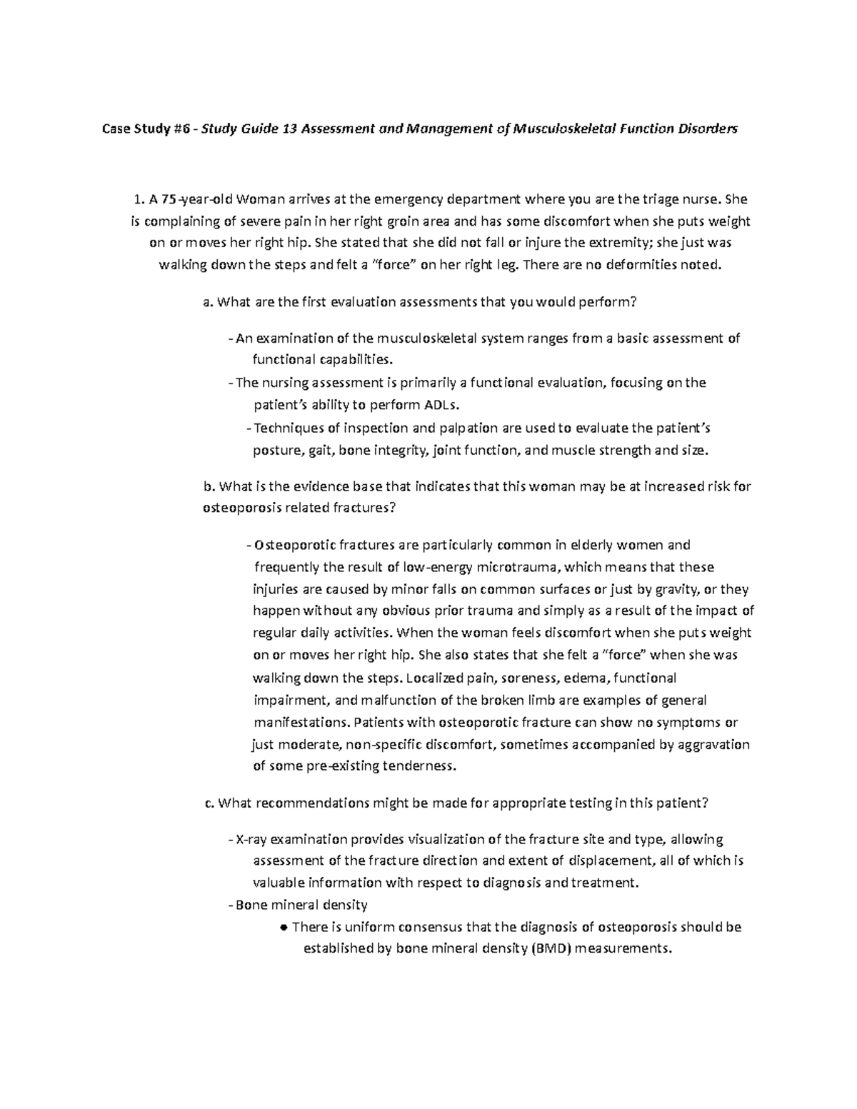 Case Study Study Guide 13 Assessment and Management of Musculoskeletal ...
