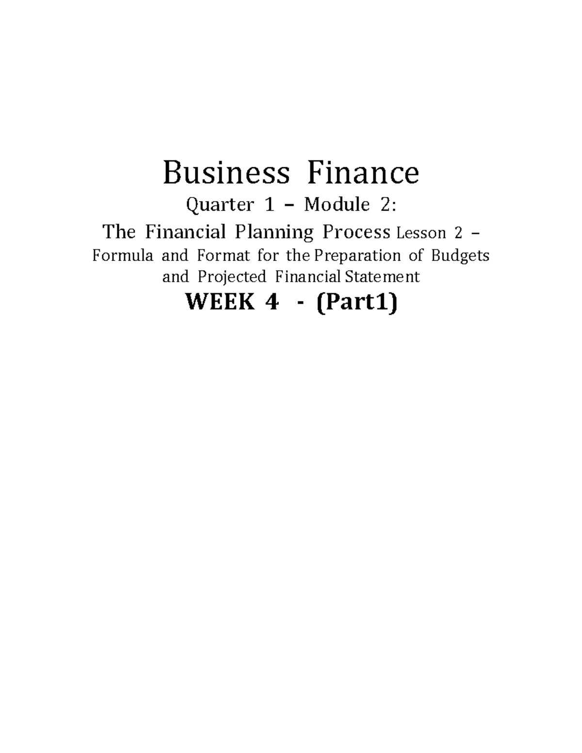 Business Finance - Quarter 3 - Module 2.2 - WEEK 4 (Part1) - Business ...