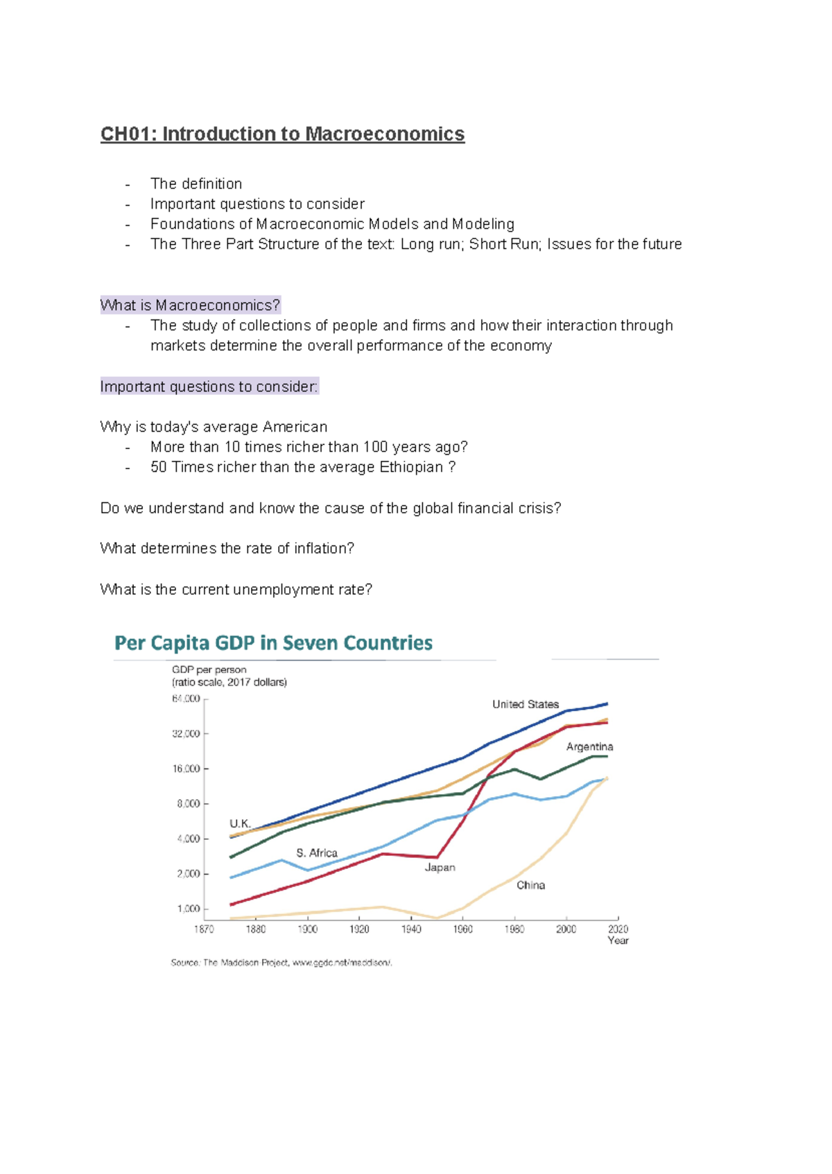 Econ 211 Notes 2024 - CH01: Introduction to Macroeconomics The ...