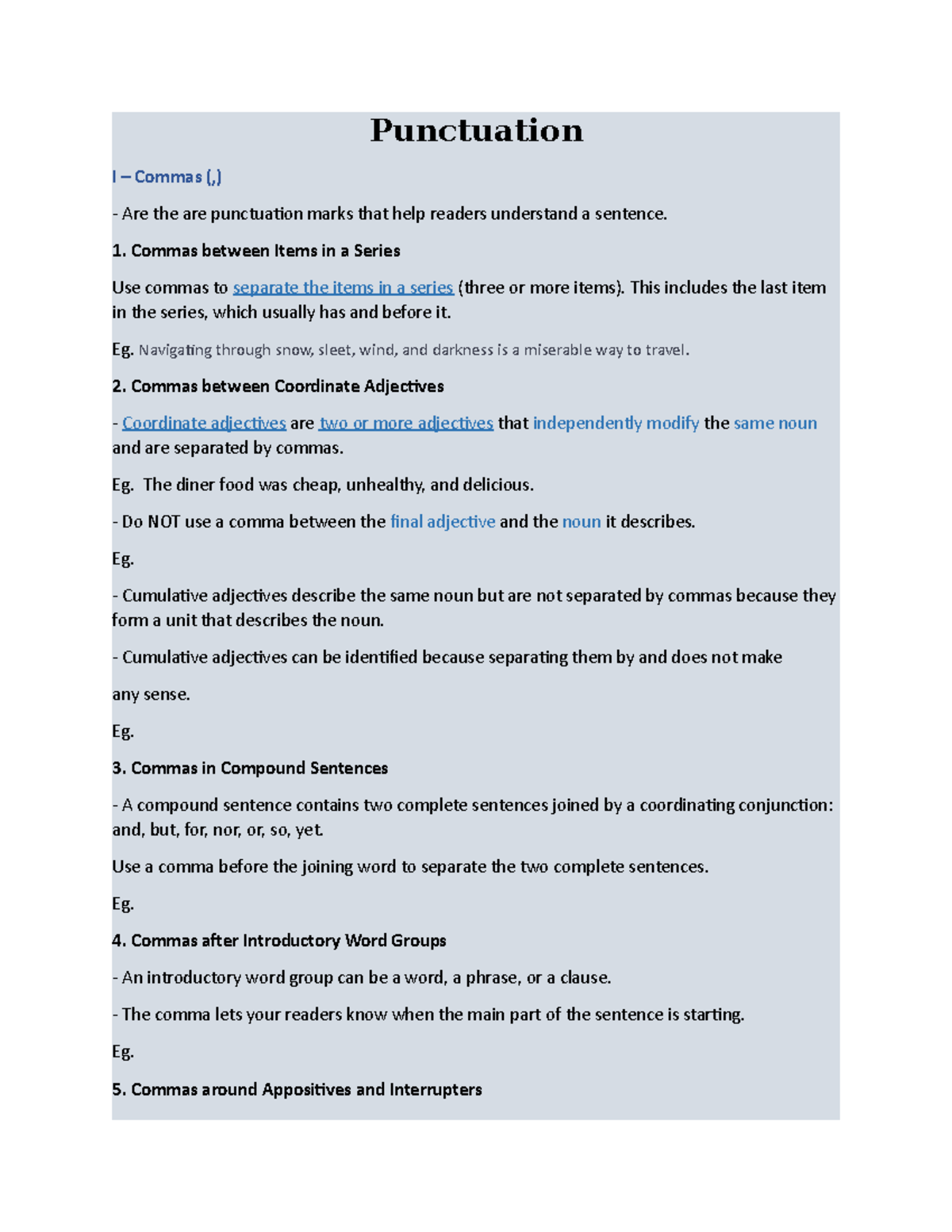 Punctuation - ................................. - Punctuation I ...