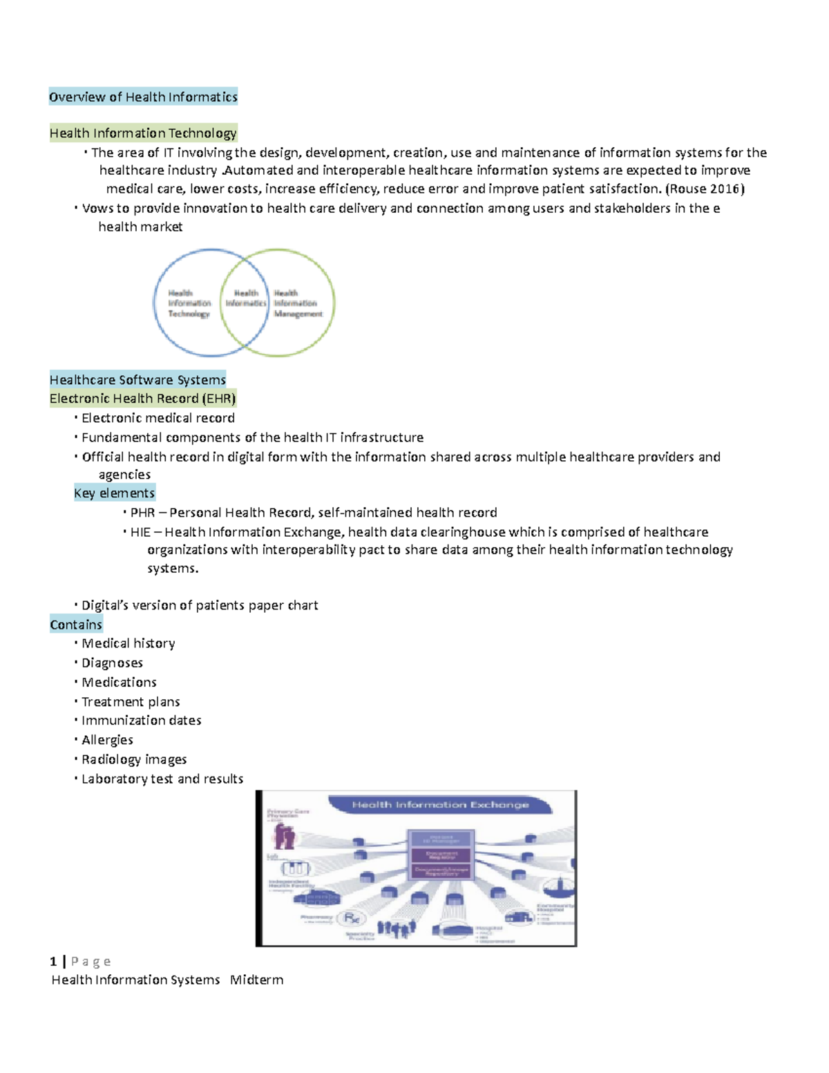 Health Information Sytems - Overview of Health Informatics Health ...