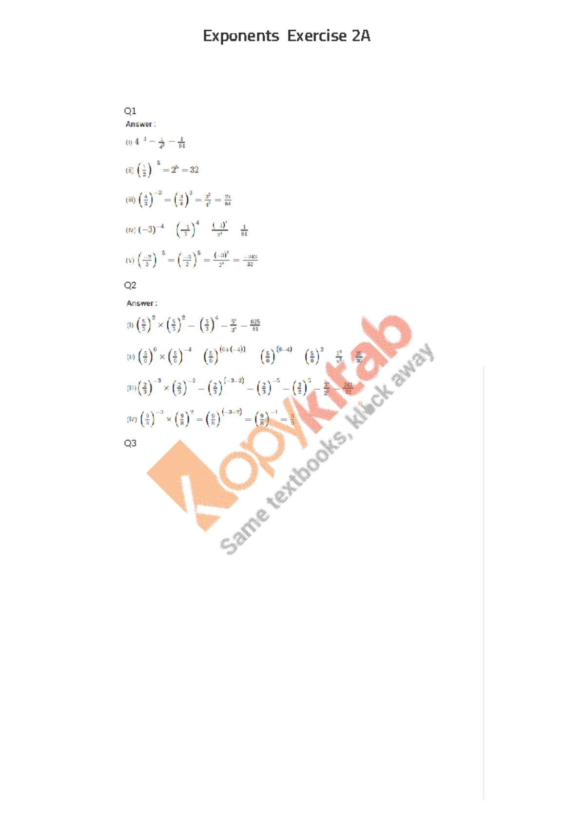 RS Aggarwal Class 8 Chapter 2 Solutions - Q Q Exponents Exercise 2A Q Q ...
