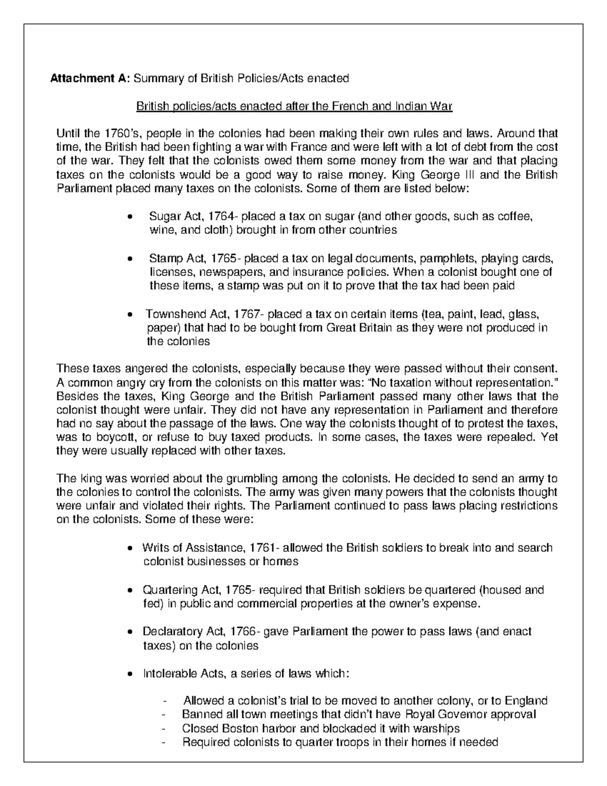 Students - I love my school - Attachment A: Summary of British Policies ...