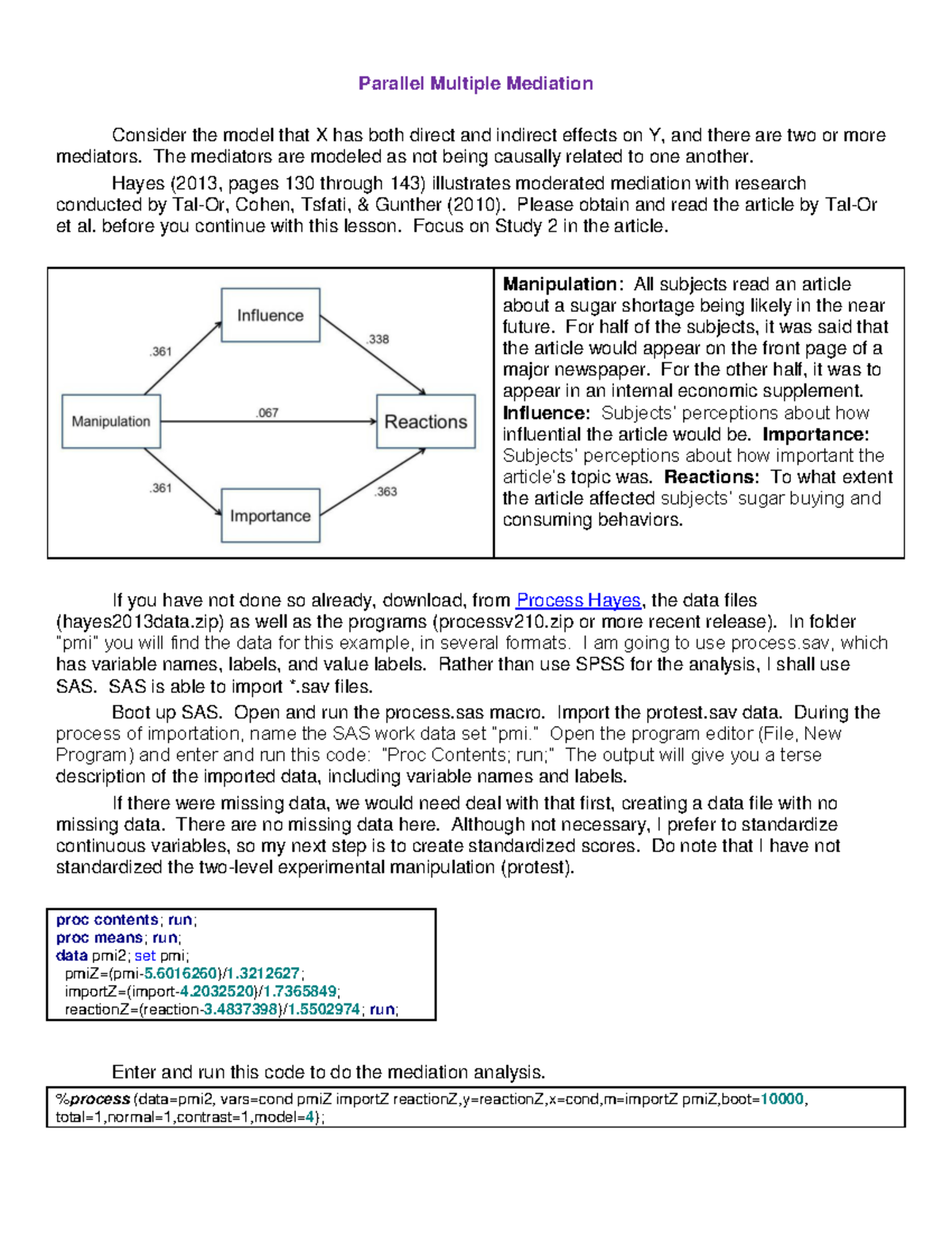 Parallel Multiple Mediation - The mediators are modeled as not being ...