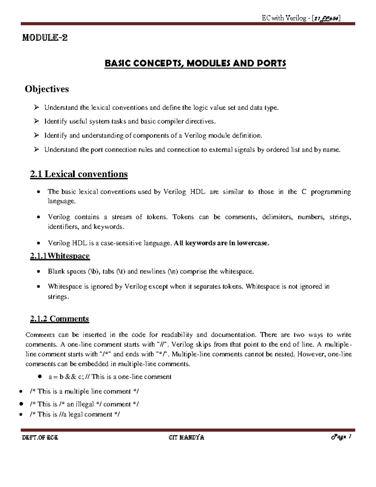 Module 2- Basic Concept- Modules- Ports - MODULE- 2 BASIC CONCEPTS ...