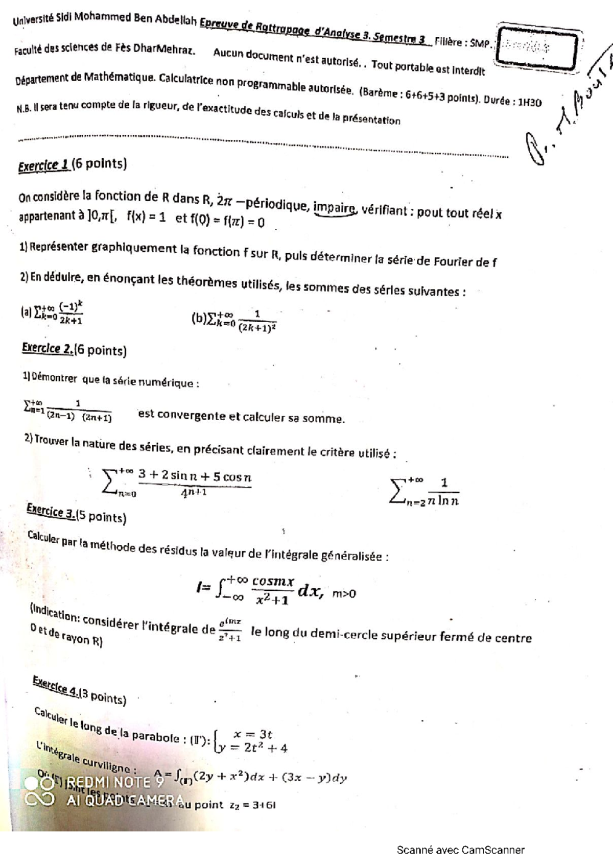 Copier Examens analysé 3 - Analyse mathématique - Studocu
