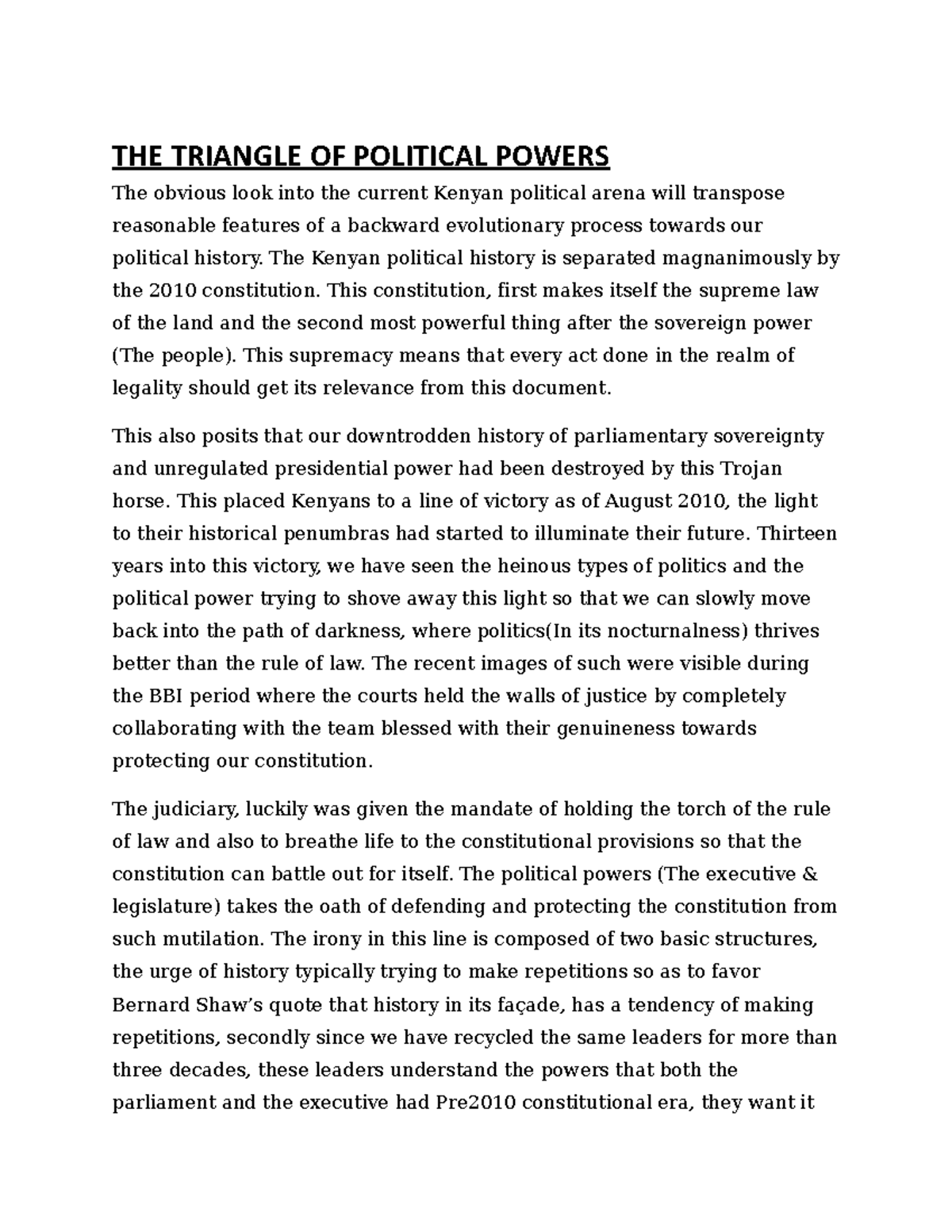 The triangle of political power - THE TRIANGLE OF POLITICAL POWERS The ...