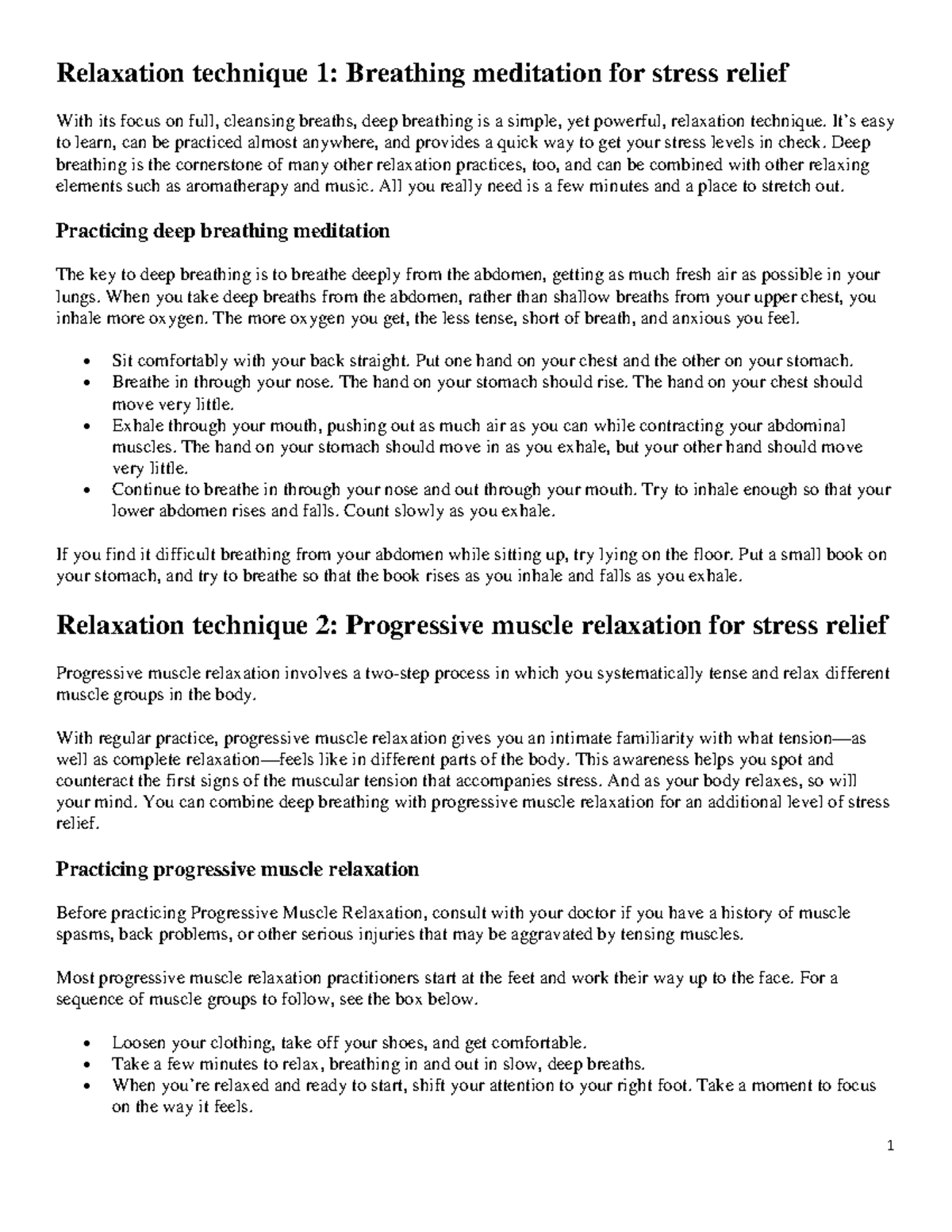 Relaxation-techniques - Relaxation technique 1: Breathing meditation ...