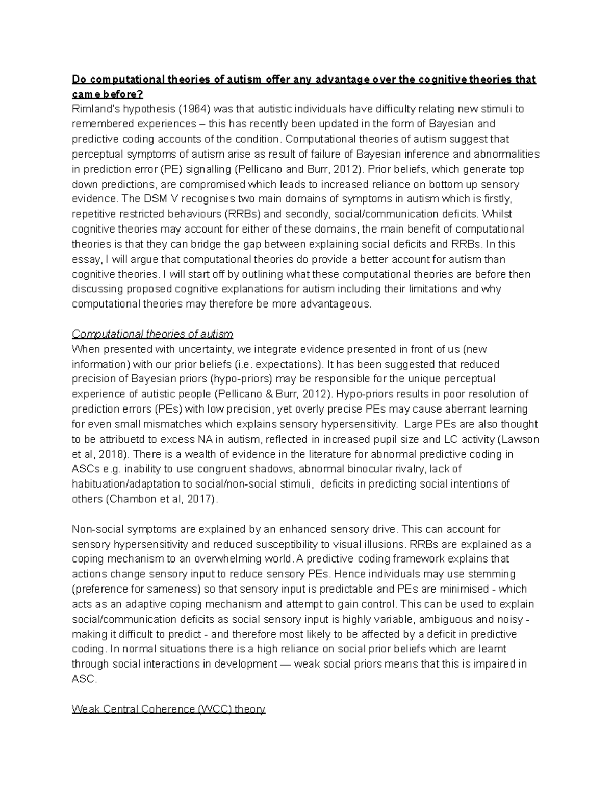 Do Computational Theories Of Autism Offer Any Advantage Over The Cognitive Theories That Came