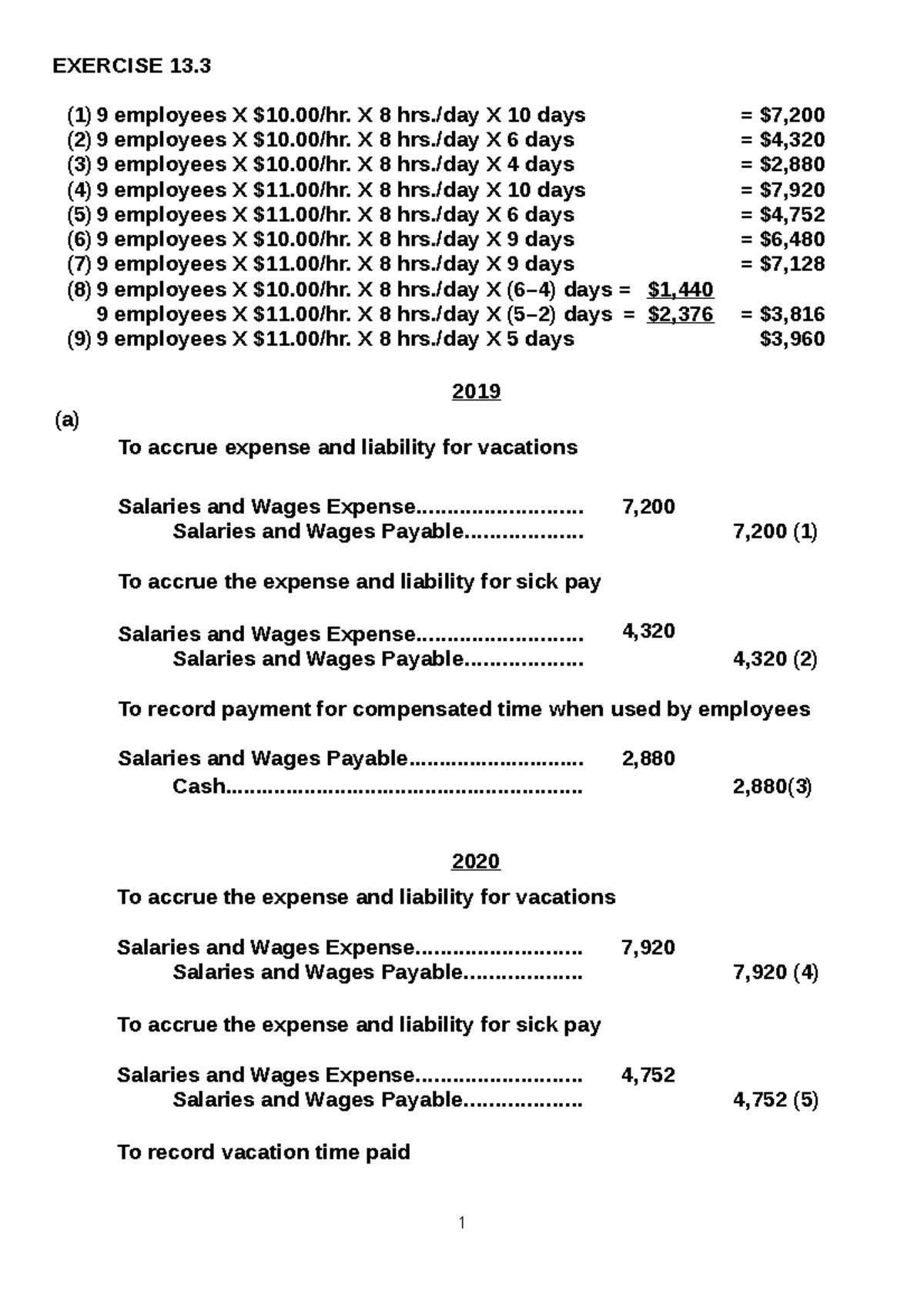 Selected Solution CHAPTER 13 15 EXERCISE 13 1 9 Employees X X 8 X