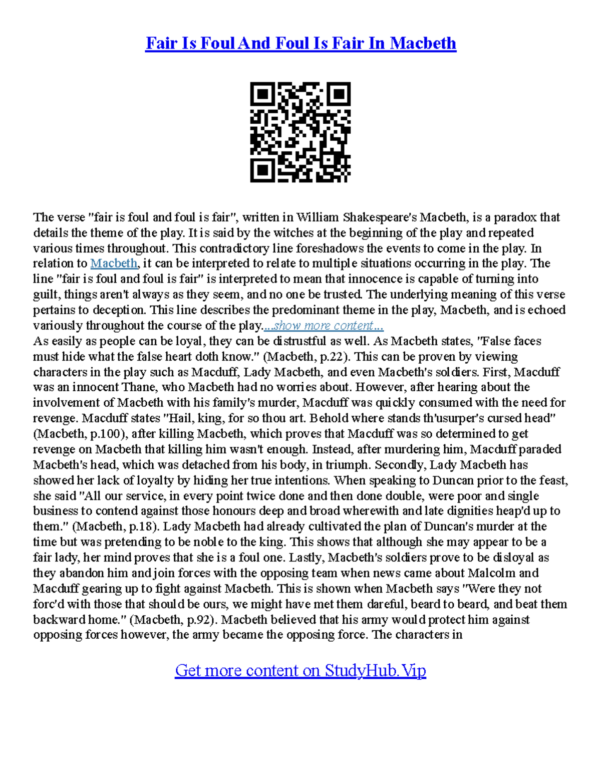 Fair Is Foul And Foul Is Fair Essay - Fair Is Foul And Foul Is Fair In ... Fair Is Foul And Foul Is Fair Essay - Fair Is Foul And Foul Is Fair In ...