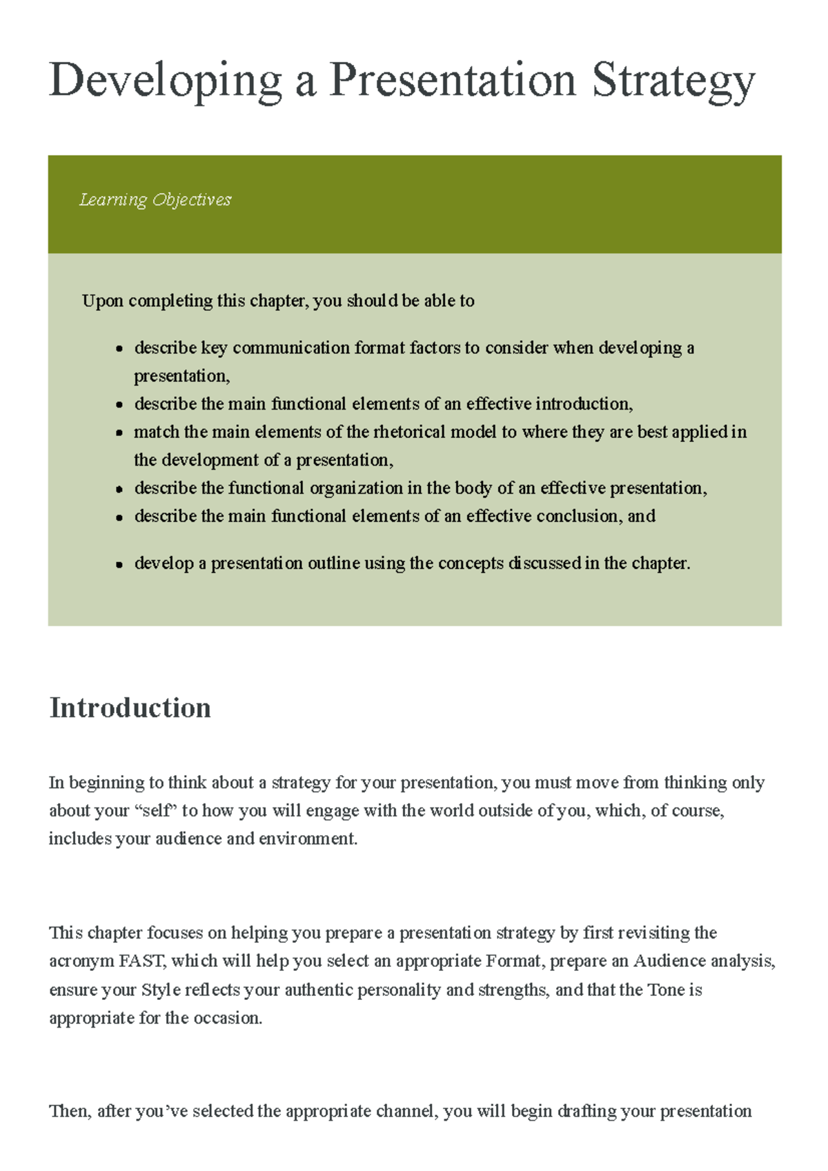 Developing a Presentation Strategy – Professional Communications ...