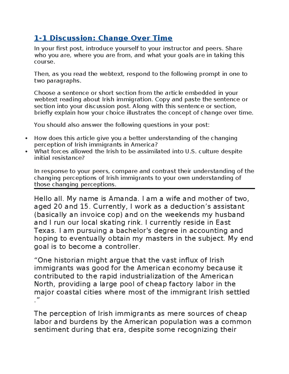 1-1 Discussion Change Over Time - Share who you are, where you are from ...