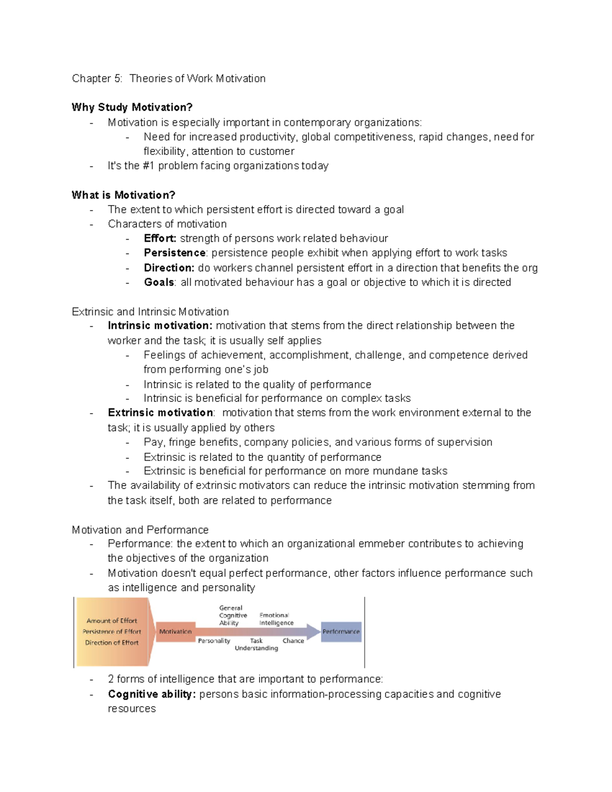 BU288 chapter 5 Textbook Notes - Chapter 5: Theories of Work Motivation ...