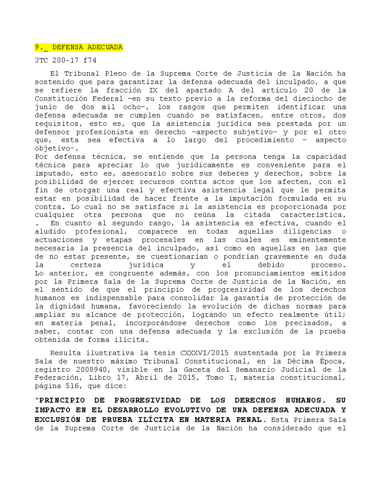 GL 9.- Adecuada Defensa - 9._ DEFENSA ADECUADA 3TC 200-17 f El Tribunal ...