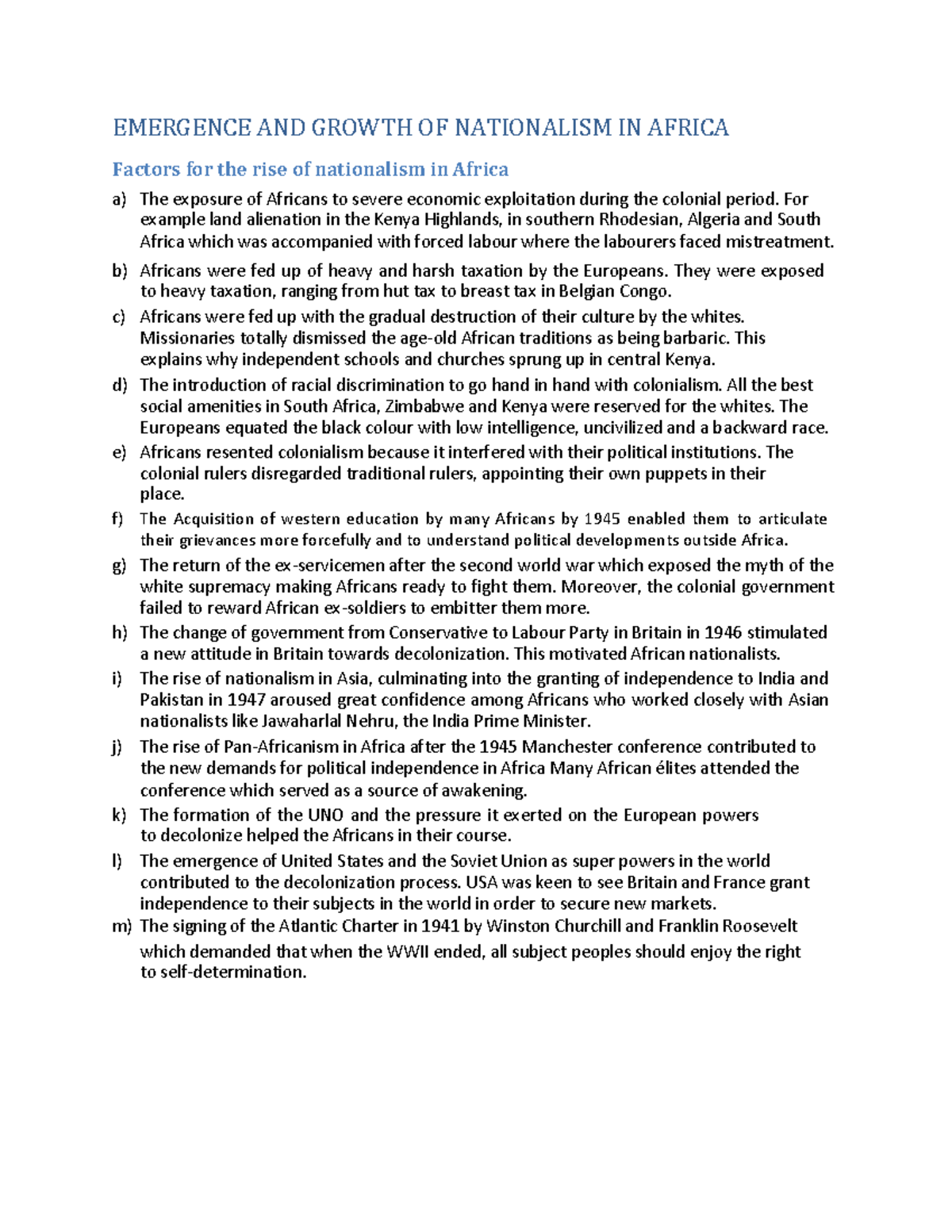 Rise of african nationalism - EMERGENCE AND GROWTH OF NATIONALISM IN ...