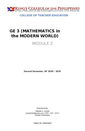 Lesson 1 Overview of Discrete Mathematics (Prelim) - MODULE IN DISCRETE ...