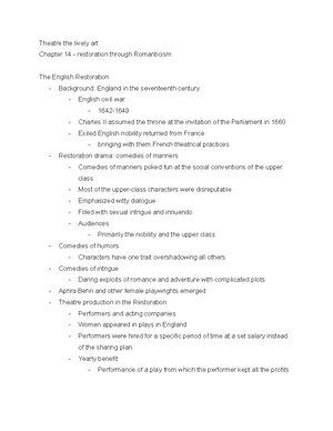 Chapter 2 Notes - Theatre the Lively Art Chapter 2 - The Audience ...