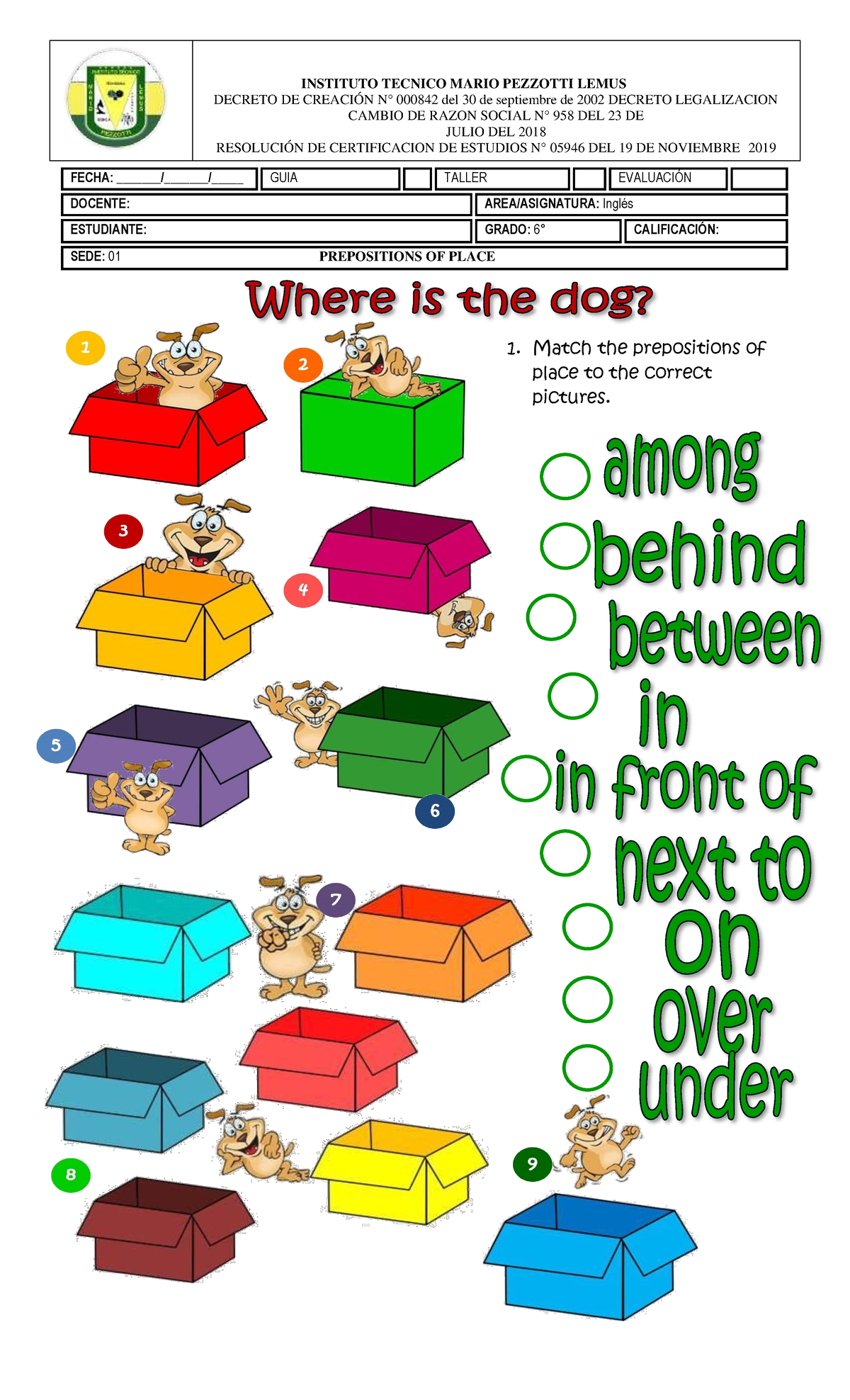 1. GUIA 1 Prepositions OF Place - INSTITUTO TECNICO MARIO PEZZOTTI ...