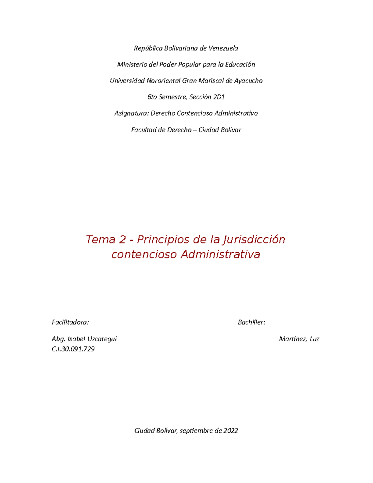 Tema 2 Principio de la jurisdiccion contencioso administrativa Luz Martinez - República ...