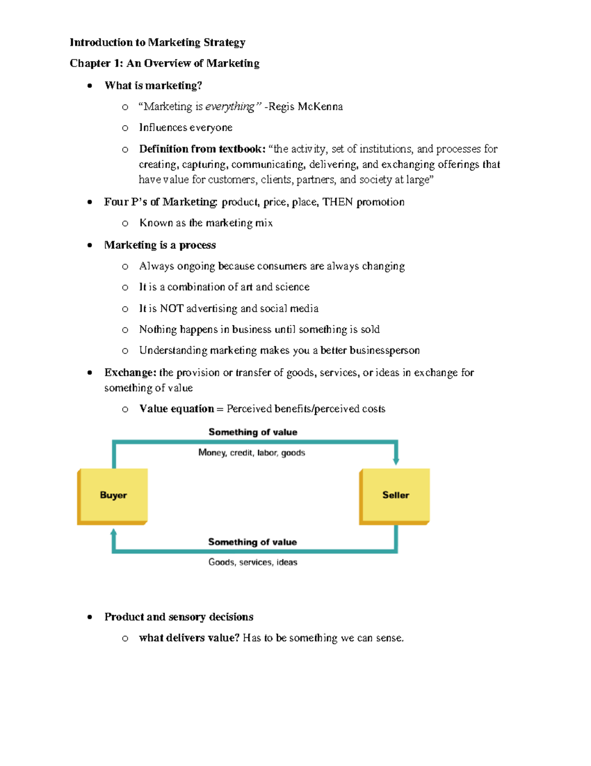 Marketing Notes - Prof. Rob Rouwenhorst First Midterm - Introduction to ...