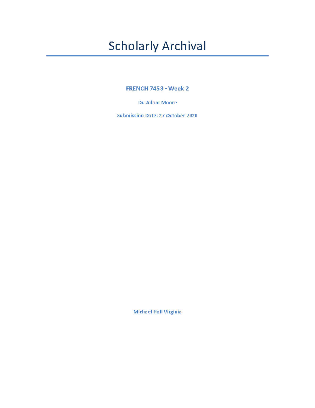 French-7453-Scholarly Archival - Scholarly Archival FRENCH 7453 - Week ...