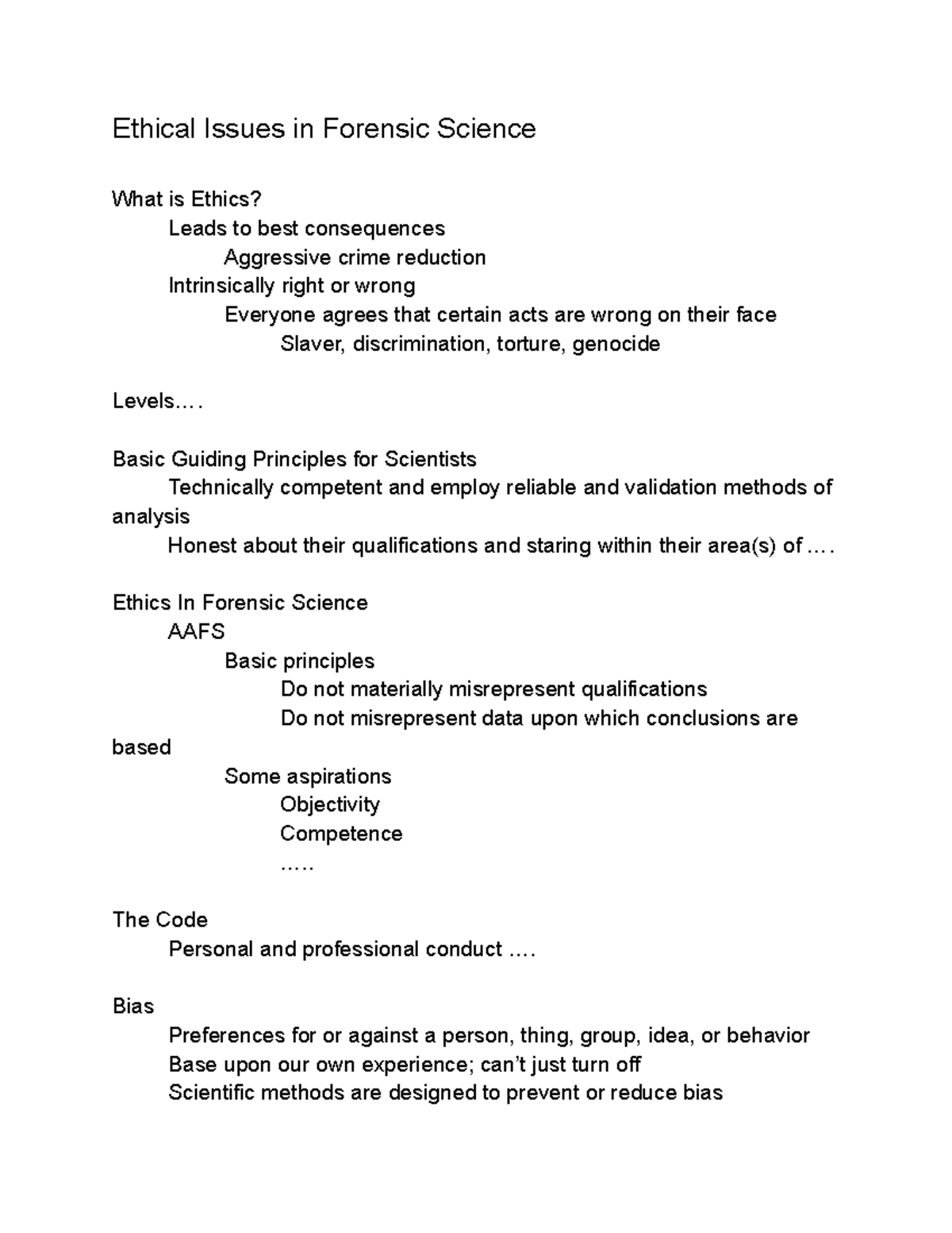 FIS LEC 9 27 - These notes are about the ethical issues in forensic ...