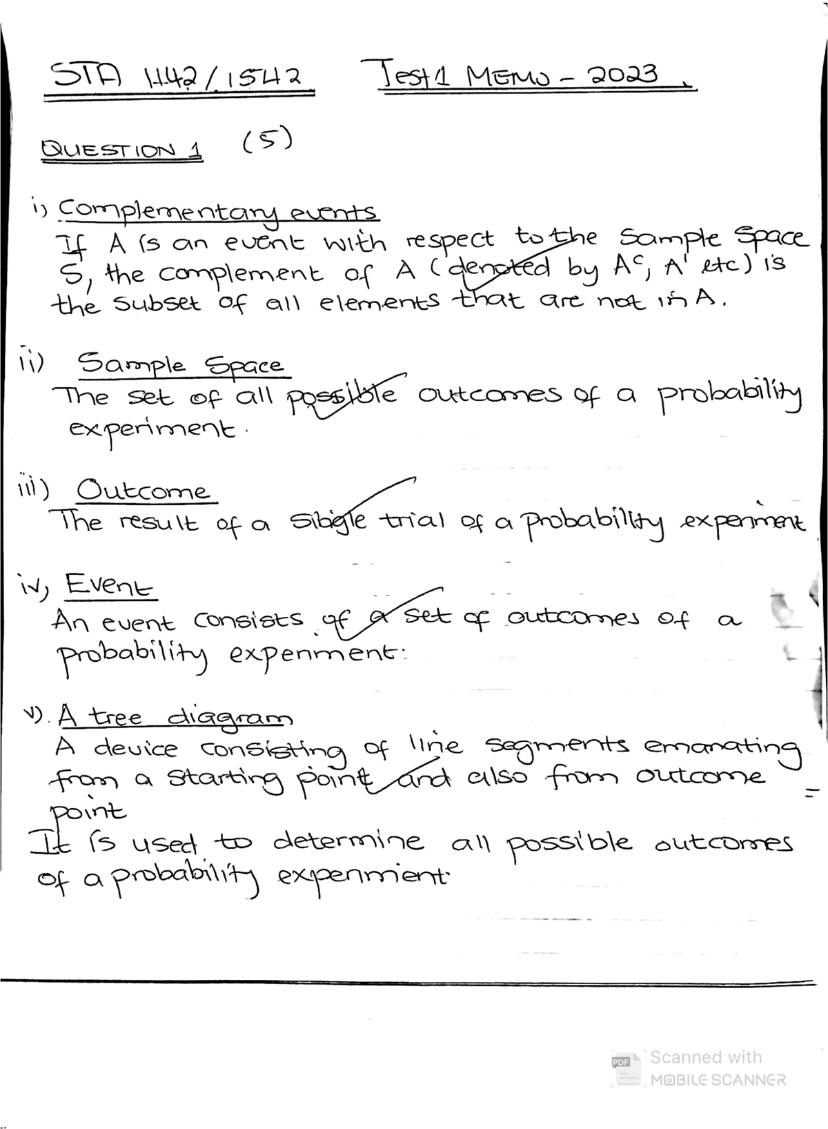 STA 1142 Test 1 Memo - MEMORANDUM - STA Test1 MEMO 2023 QUESTION 1 (5 ...