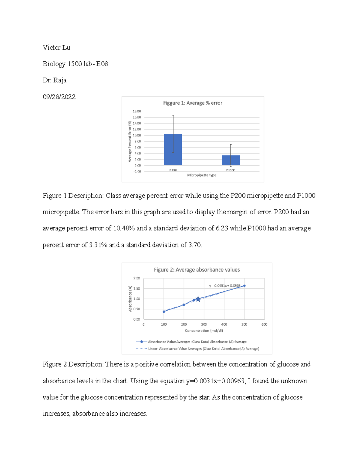 Biology lab 3 post lab-2 - Victor Lu Biology 1500 lab- E Dr. Raja 09/28 ...