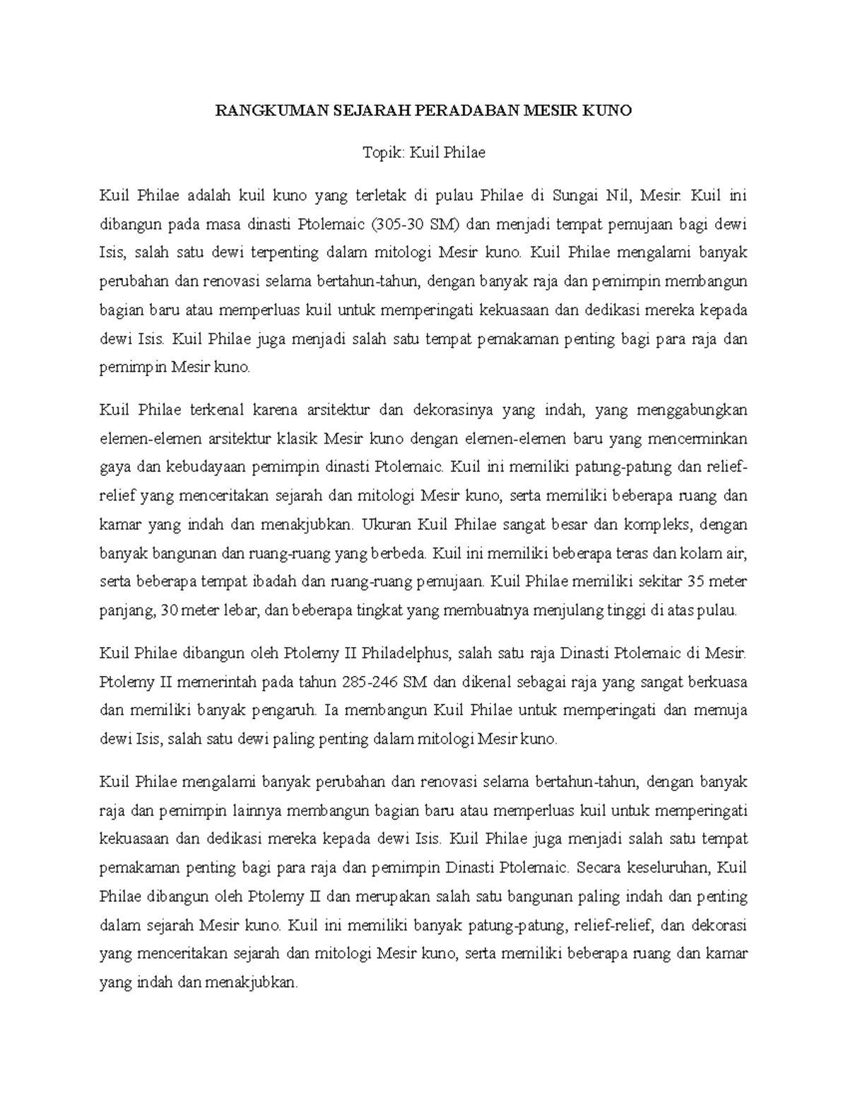 Rangkuman Sejarah Peradaban Mesir KUNO (Kuil Philae) - RANGKUMAN ...