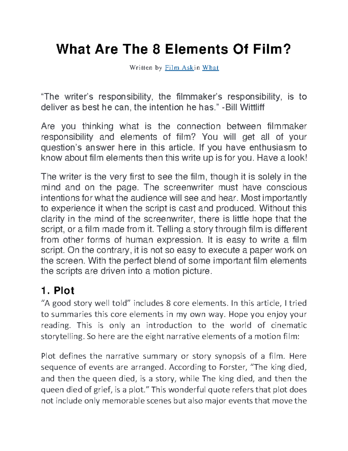 8 Elements Of Film - - Studocu