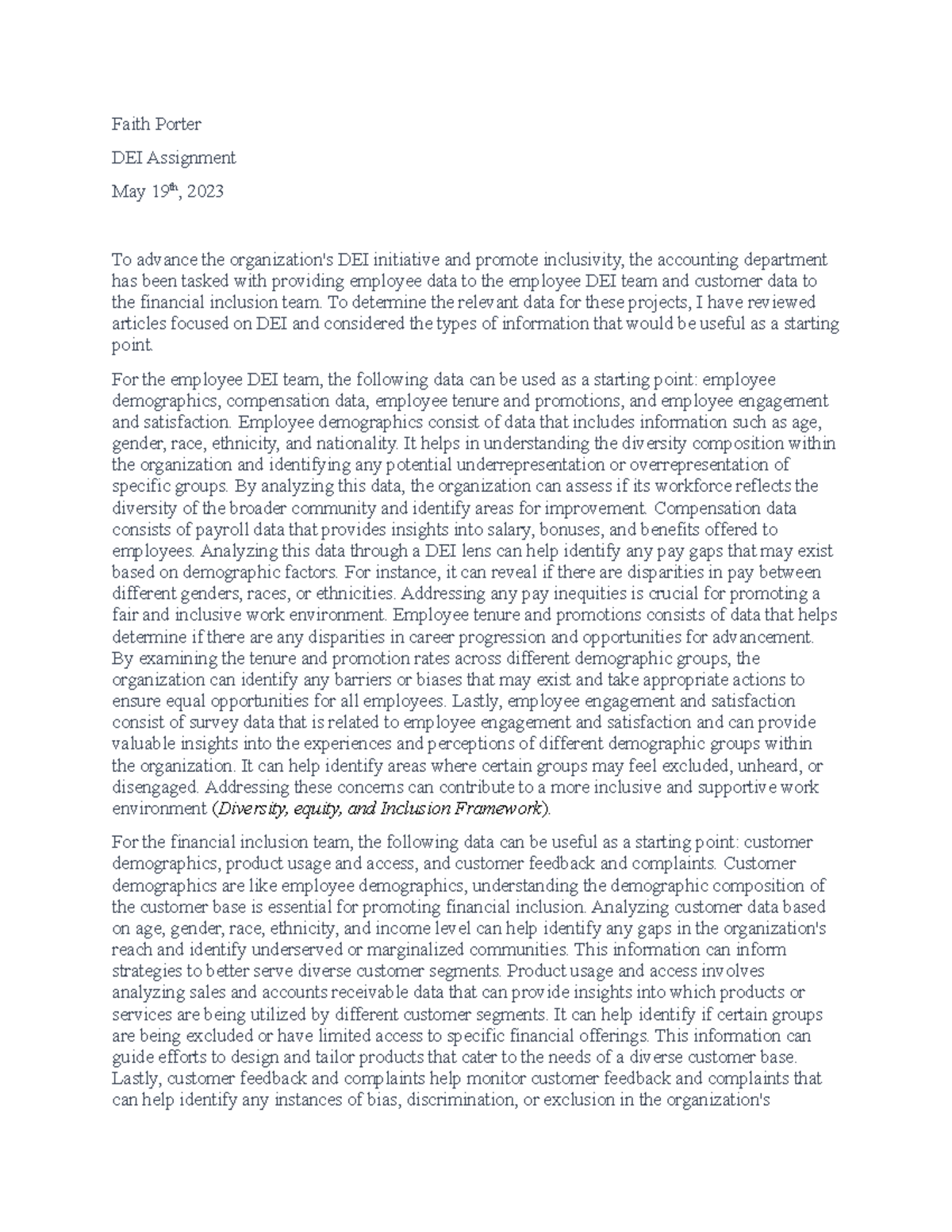 3-1 DEI - this assignment is for the diversity, equality, and inclusion ...