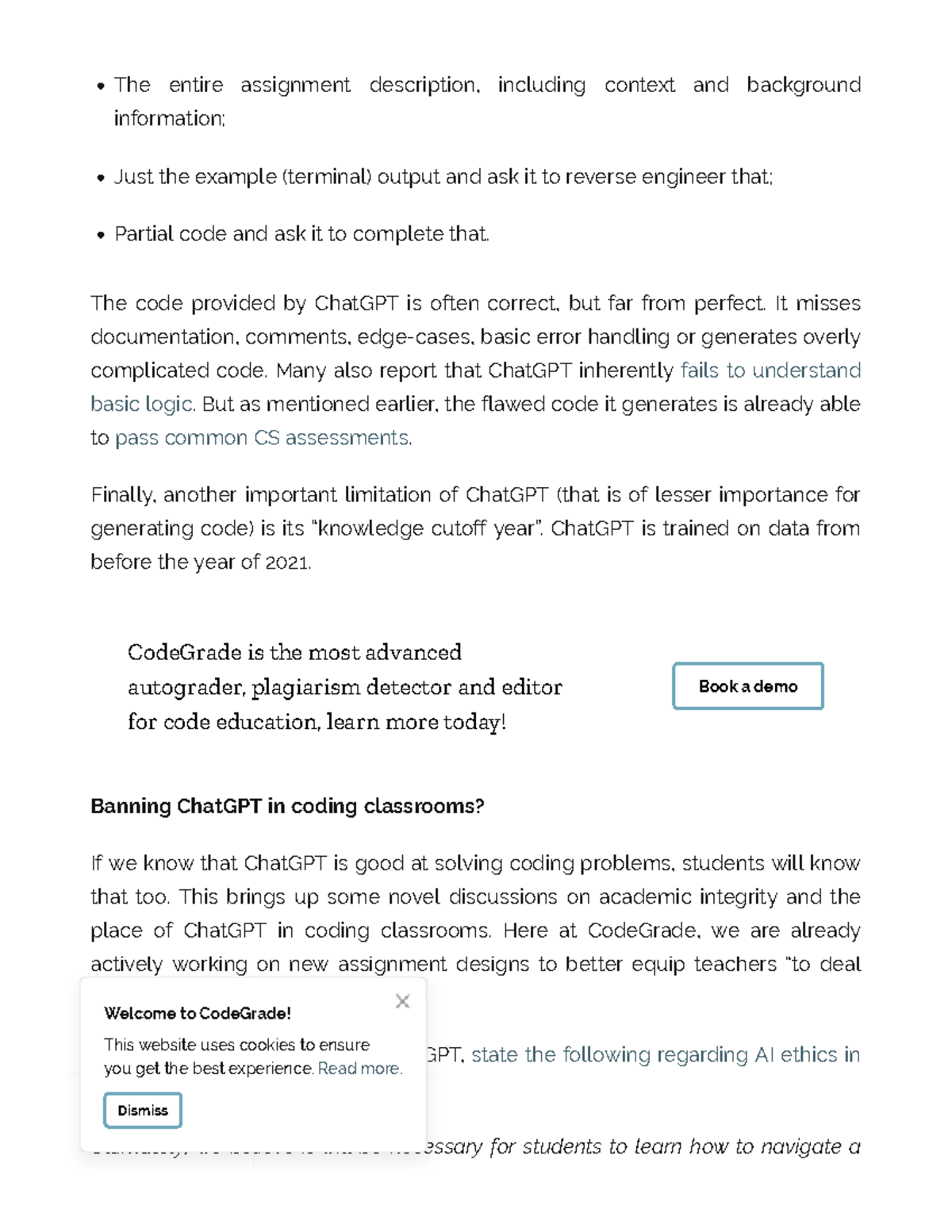 How Chat GPT impacts Computer Science Education Code Grade Blog pt4 ...