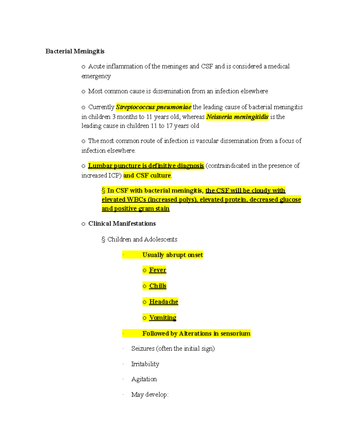 Meningitis - These notes are from my lectures that I used to study for ...