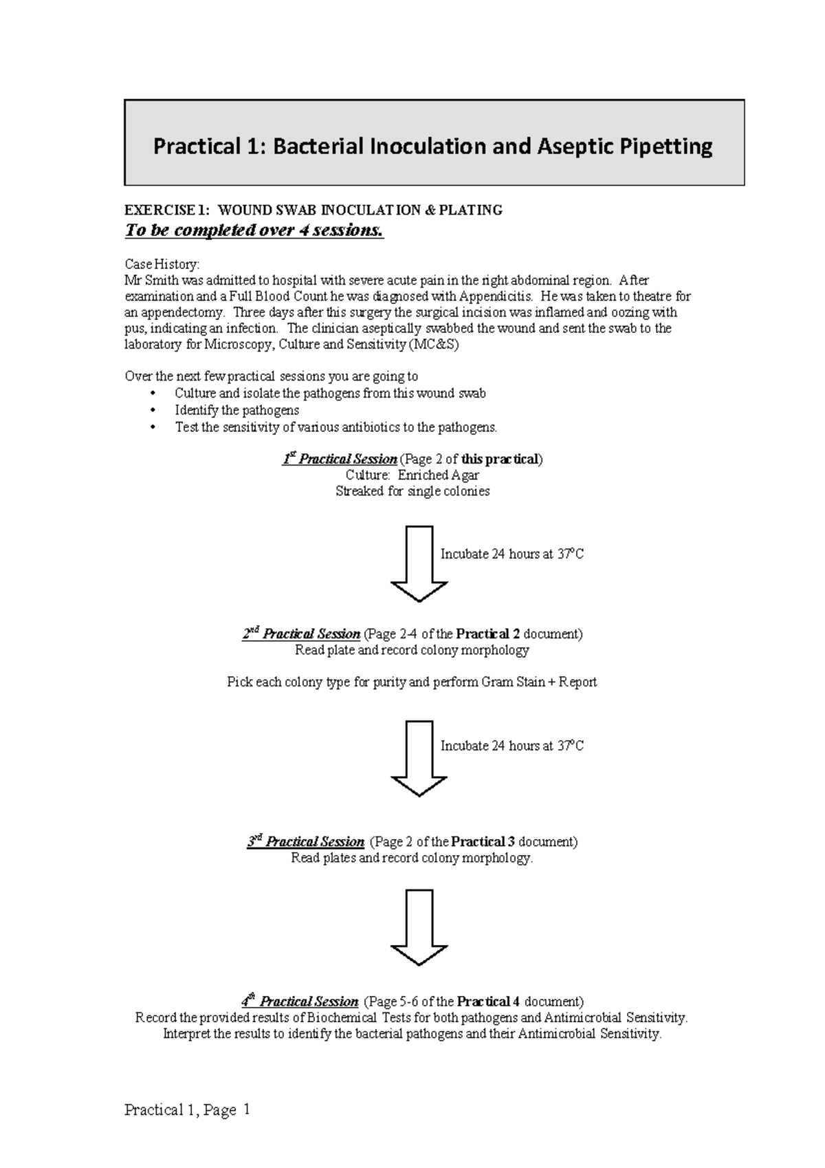 Week 1 practical material 1 - Practical 1: Bacterial Inoculation and ...