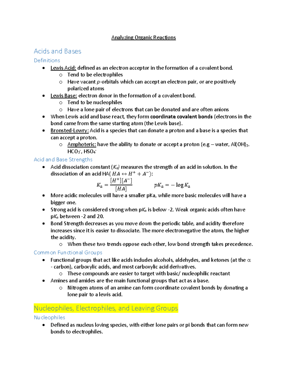 Analyzing Organic Reactions - Analyzing Organic Reactions Acids and ...