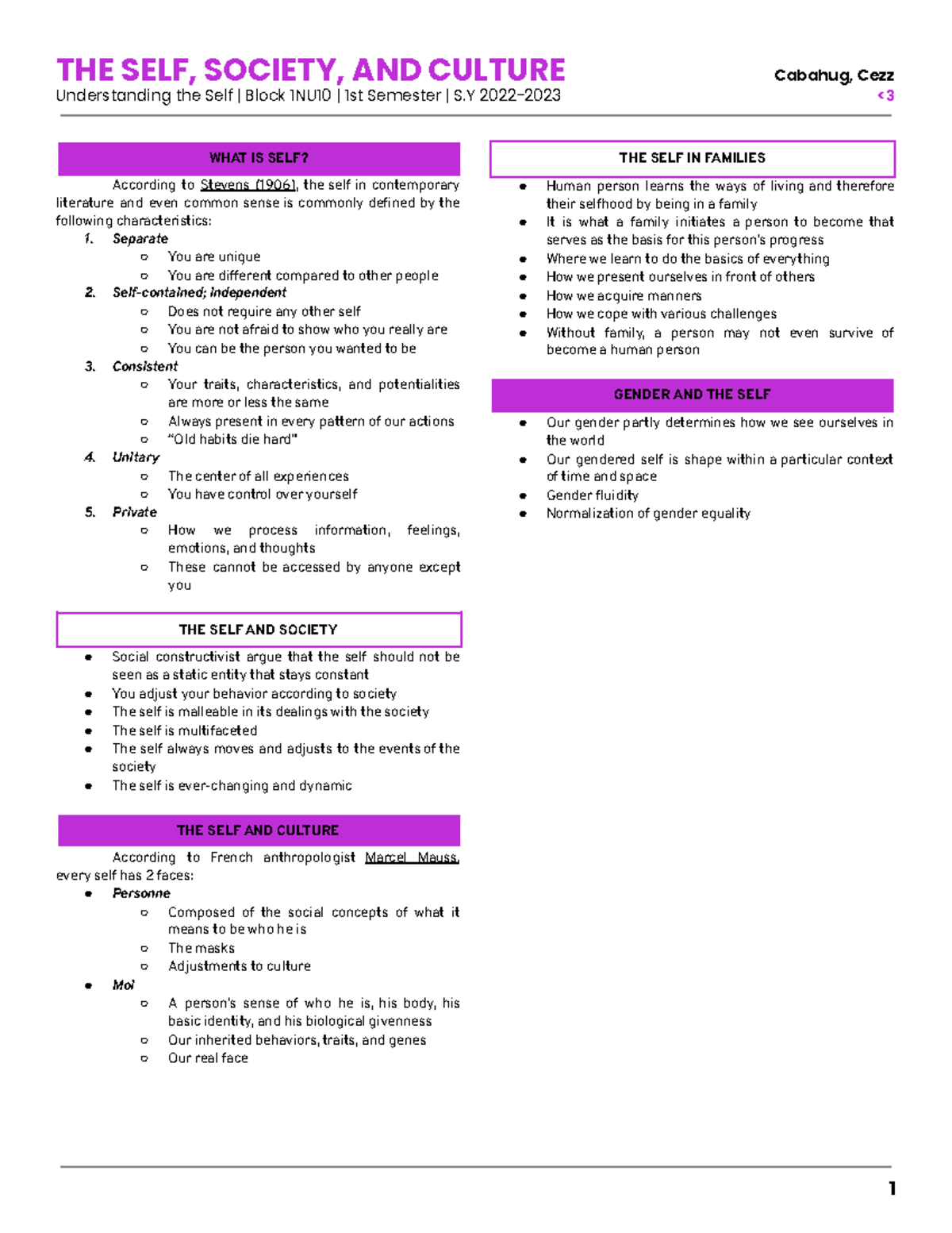 UTS CH2 - The Self, Society, and Culture - THE SELF, SOCIETY, AND ...
