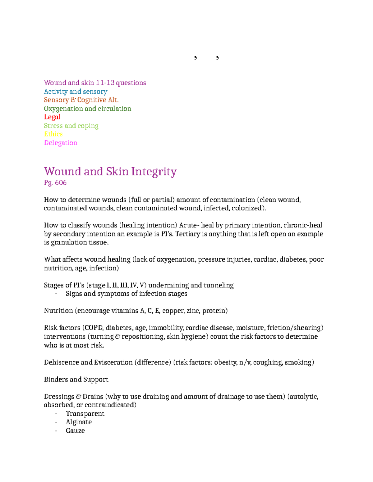 Test 3 overview - Summary Foundations Of Nursing - UU UU 6 7 8, , UUUUU ...