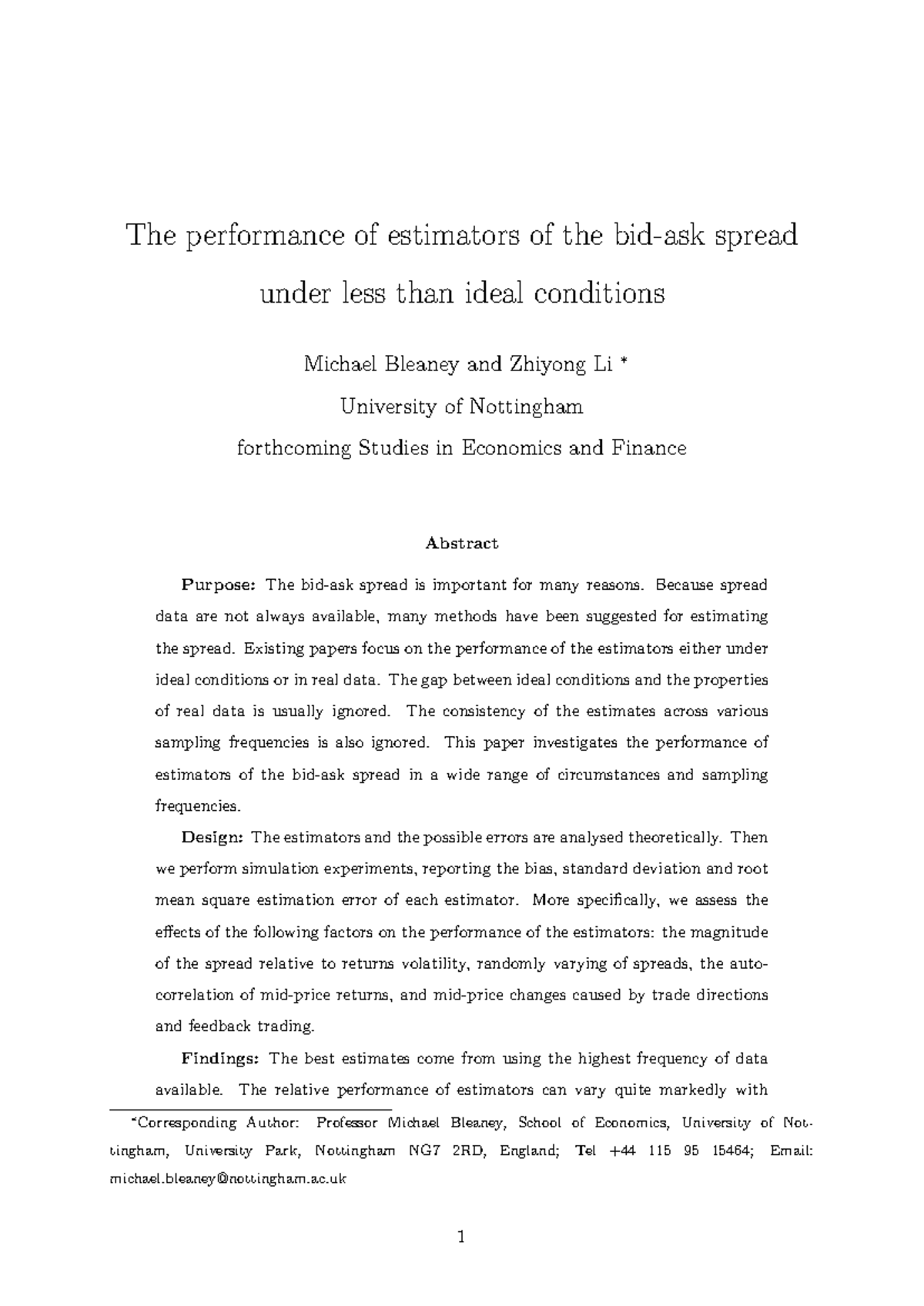 Bleaney(2015 ) - Financial paper for bid-ask calculation - The ...
