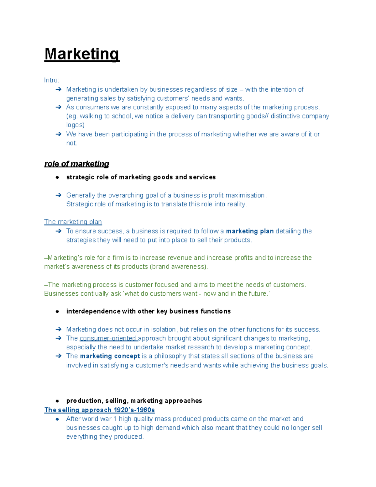 Marketing - Notes on Business - Marketing Intro: Marketing is ...