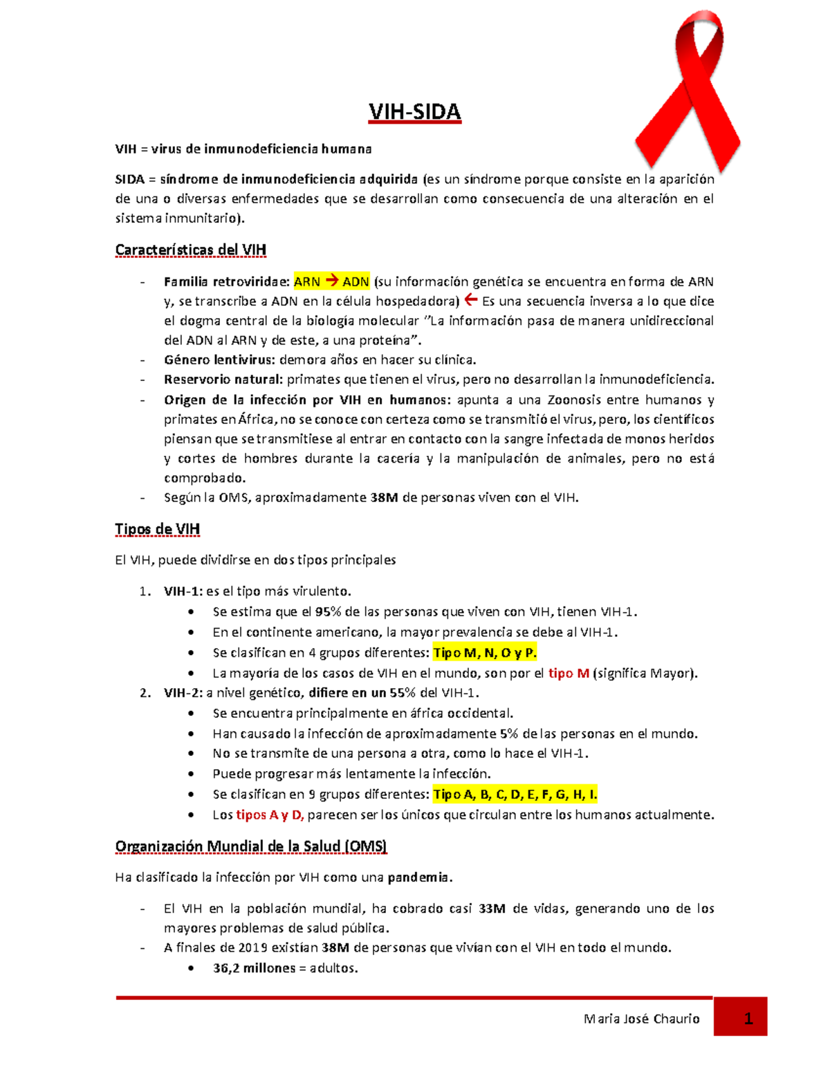 Virologia - VIH SIDA - clasificacion, estructura molecular, ciclo de ...