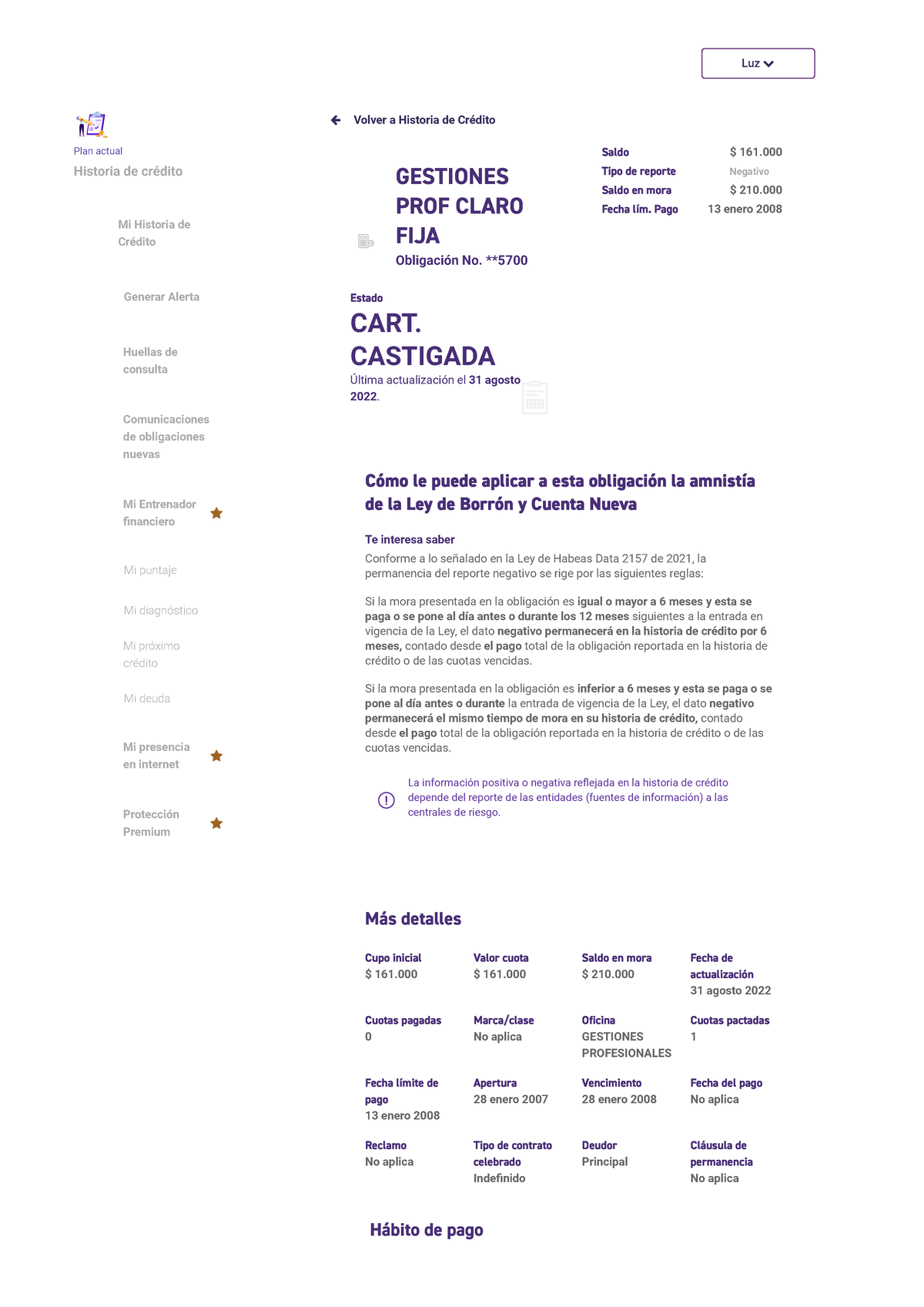 Midatacrédito - bbvsjvhksevhk - Plan actual Historia de crédito Mi ...