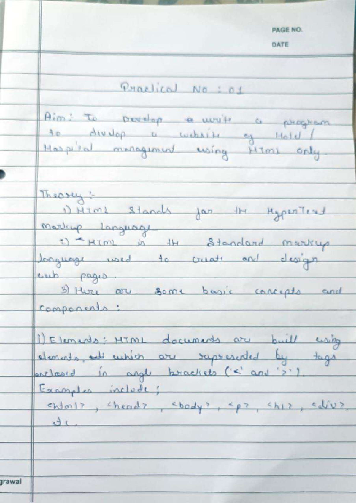 PSL practical - PAGE NO. DATE Practical No : 01 Aim: To Develop e write a program to develop u ...