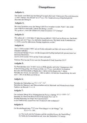 Zusammenfassung Mathematik BWL - MATHE 1. Semester ] = .. es existiert ...